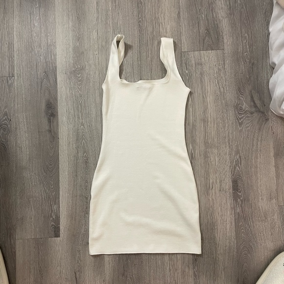 Zara | Dresses | White Zara Square Neck Body Con Mini Dress | Poshmark